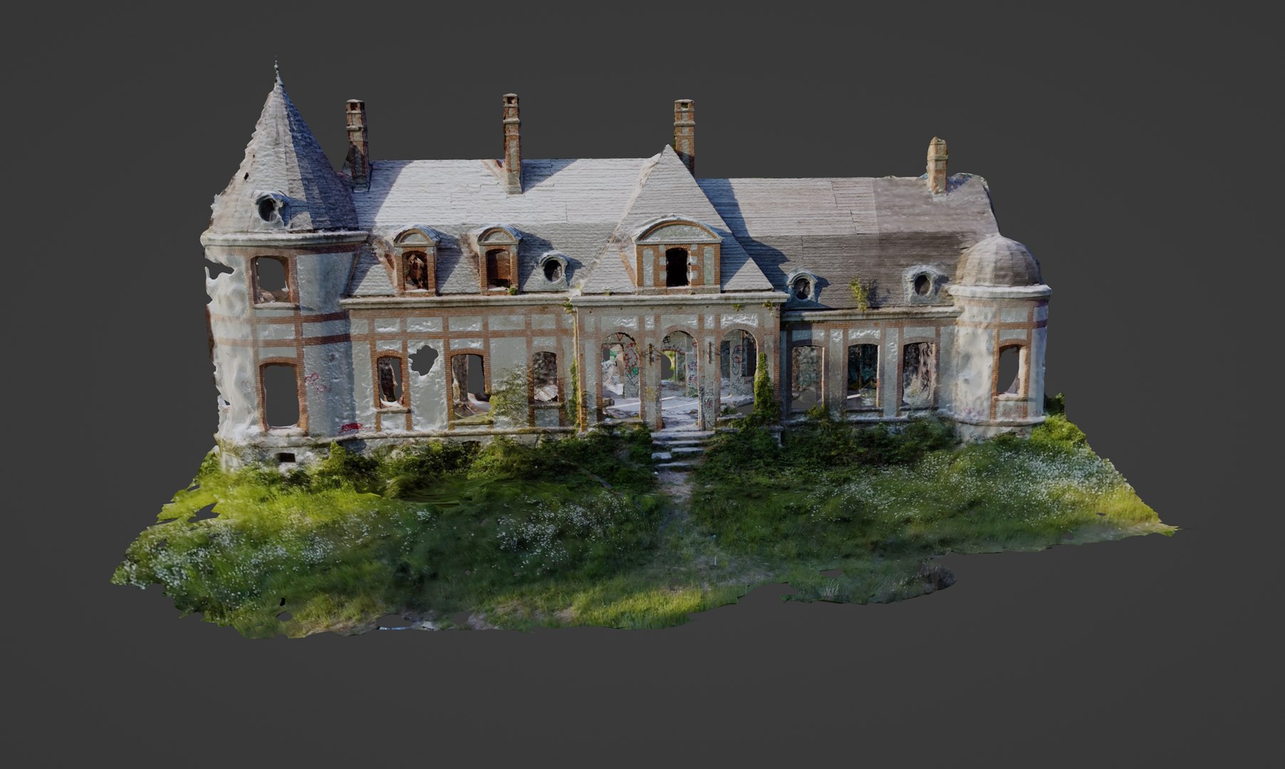 3D Abandoned Chateau Facade Photoscan Model - TurboSquid 2075198