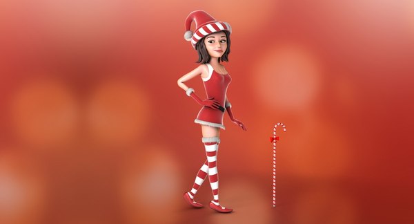 3d jill christmas elf rigged model