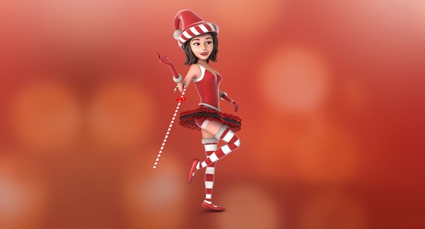 3d jill christmas elf rigged model