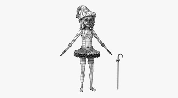 3d jill christmas elf rigged model