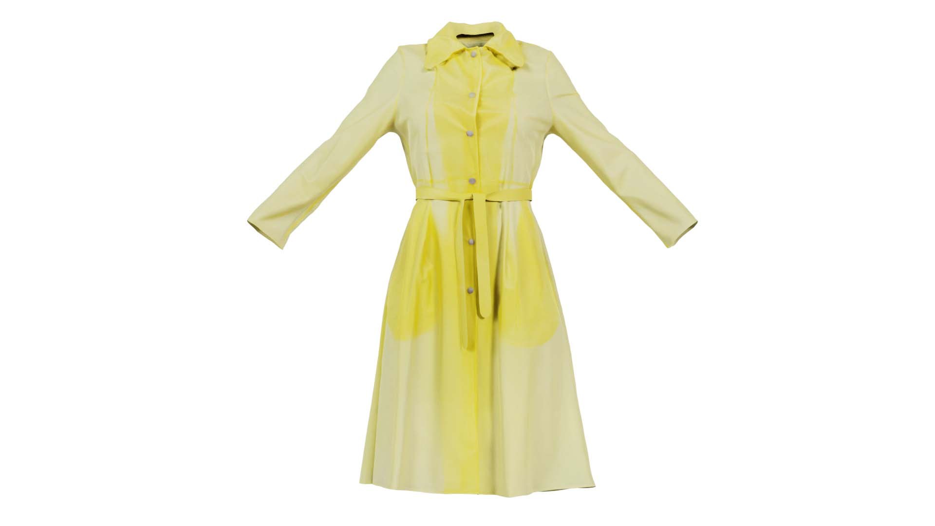 Yellow Transparant Vinyl Raincoat Closed Remastered 3D Model ...