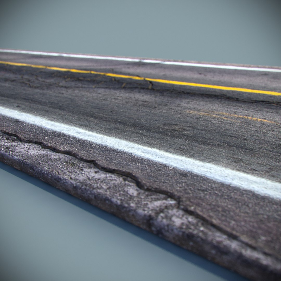 Cracked Asphalt Road 3d Obj