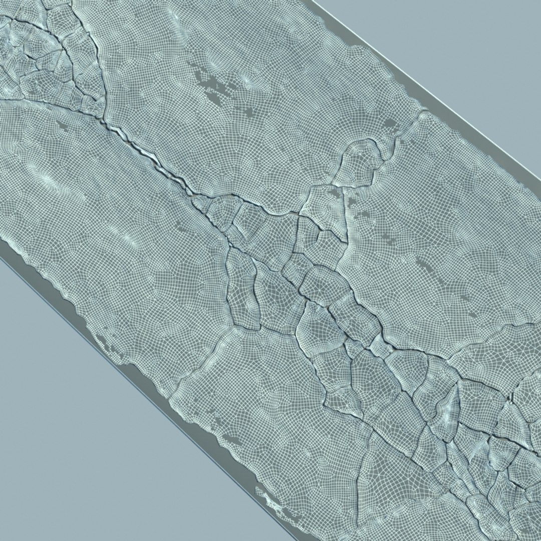 Cracked Asphalt Road 3d Obj