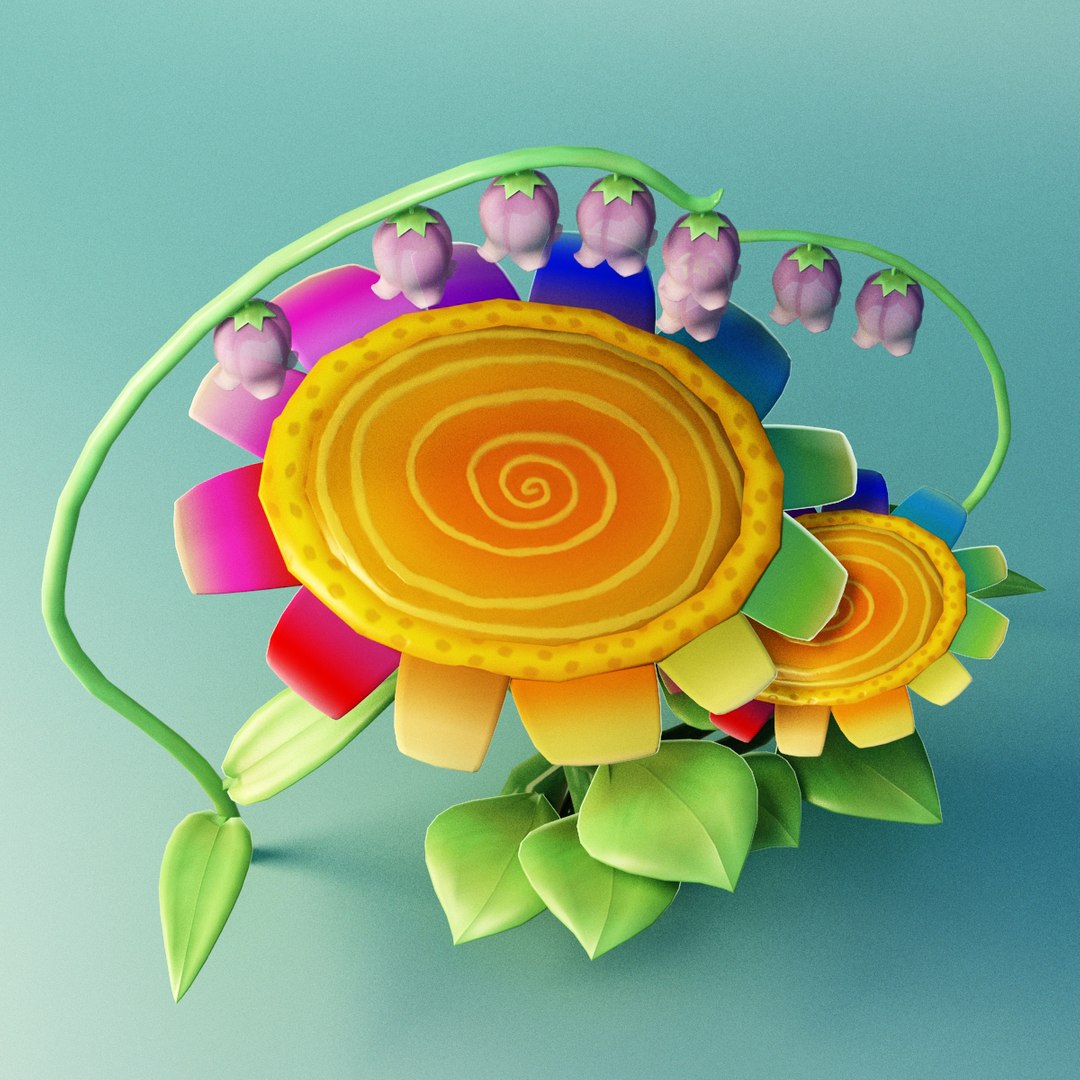 Free Sunflower Cartoon 3D - TurboSquid 1461194