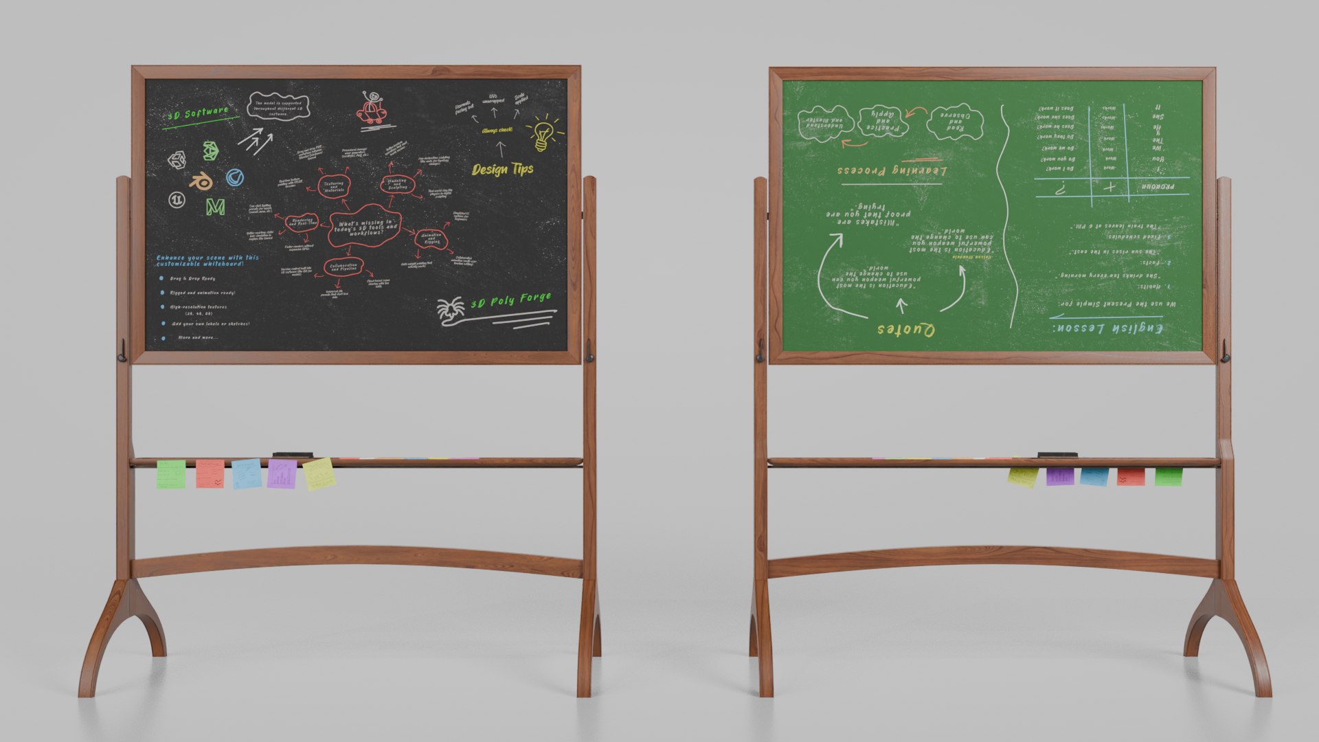 3D Model Dual-Sided Metal Writing Board - Customizable Rectangular ...