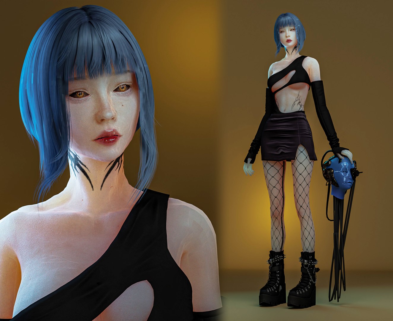 3d Cyberpunk Girl Game Ready Model Turbosquid 2081062