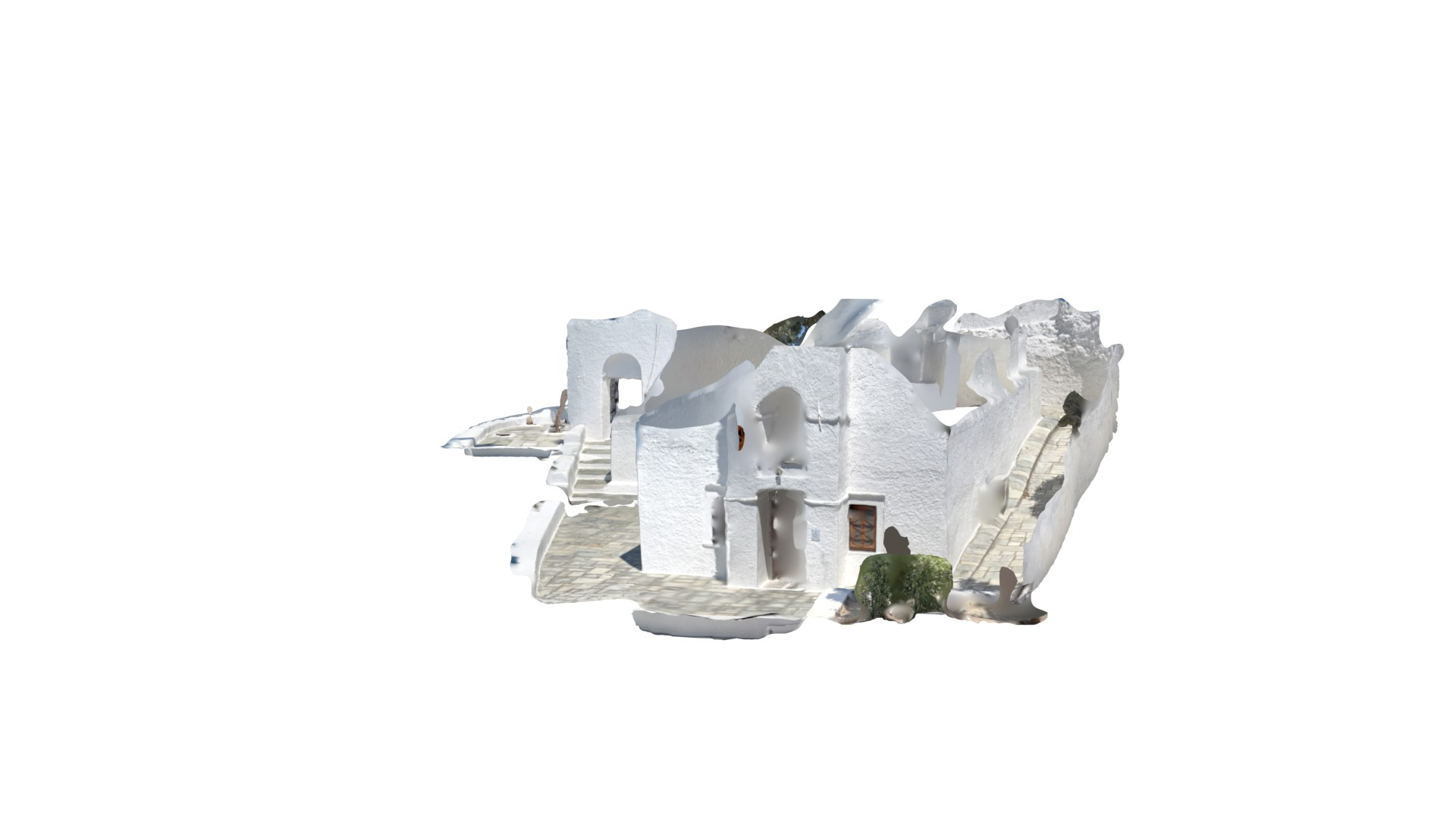 3D White Agia Irini Chruch Surroundings In Ios Cyclades Greece Model ...