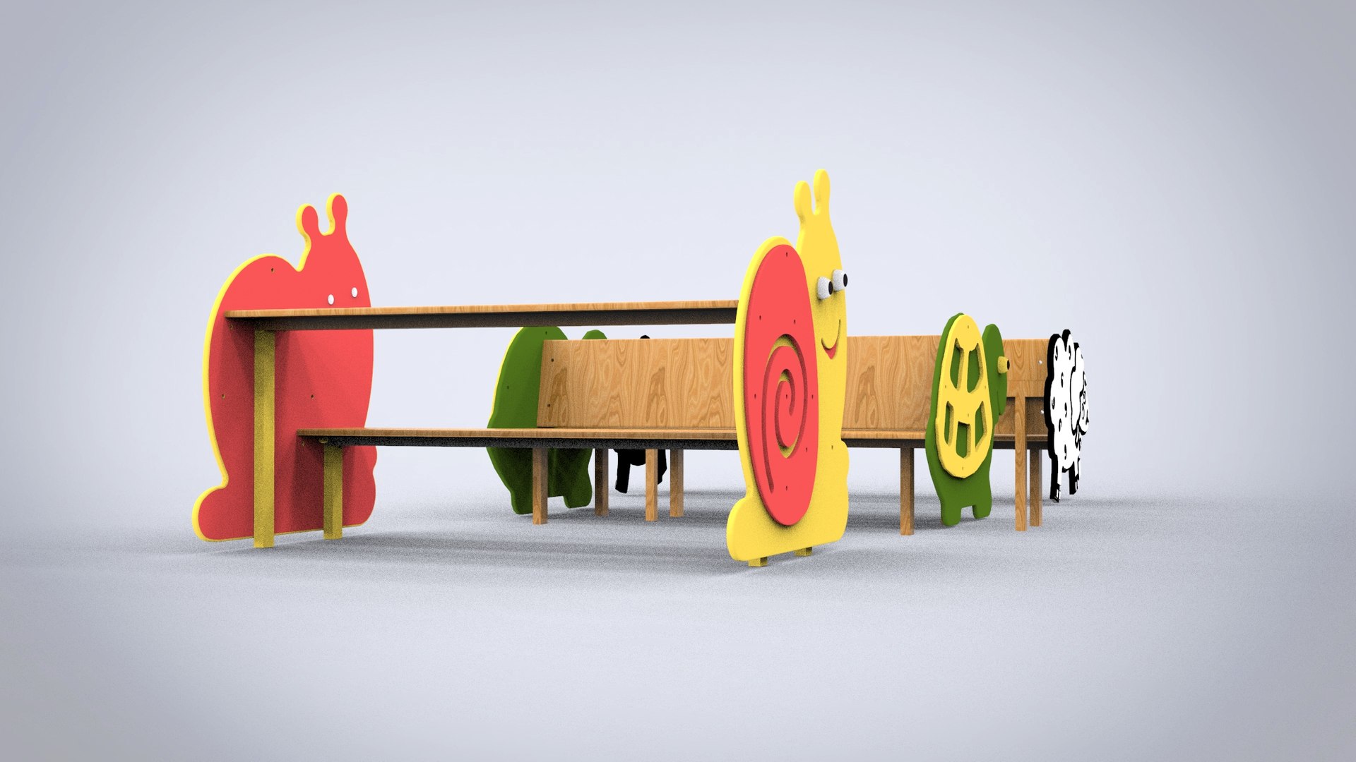 Childrens Wooden Benches Animals 3D Model - TurboSquid 1937752