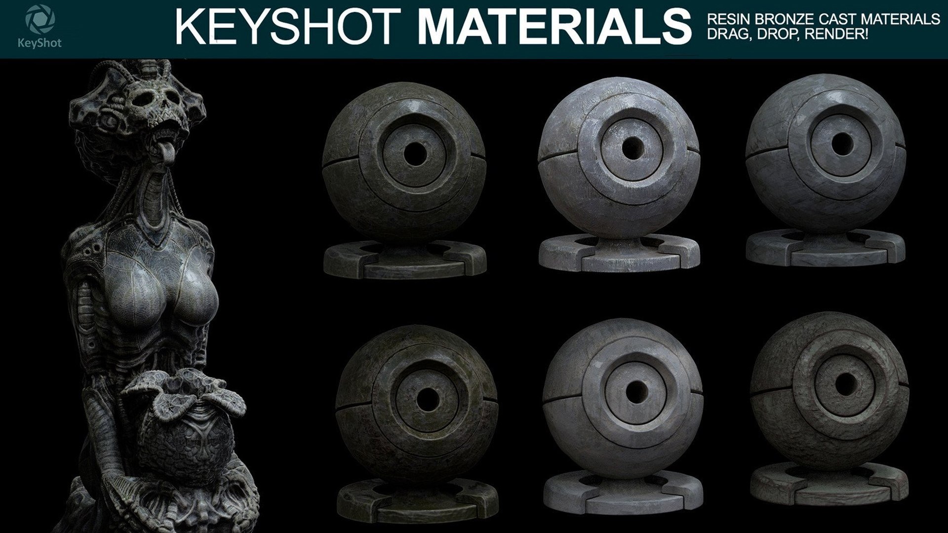 modelo 3d Alien Bronze Cast Materials for Keyshot - TurboSquid 1972668