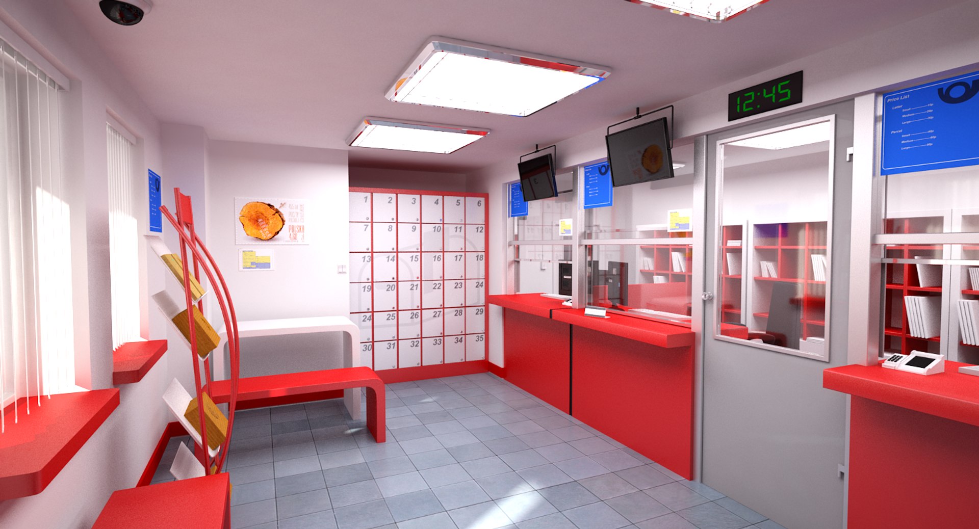 Post Office Interior 3D Model - TurboSquid 1424991