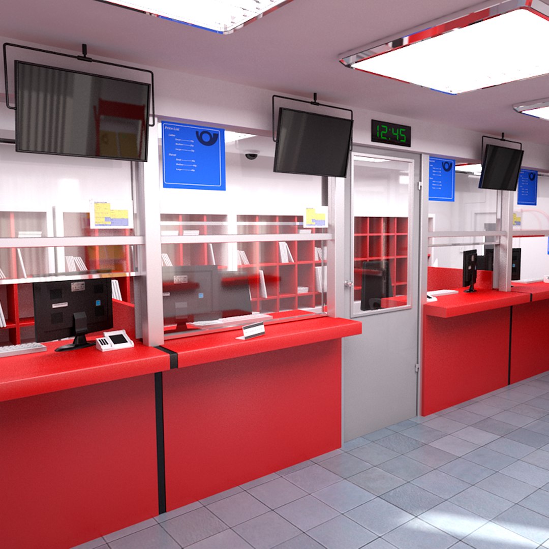Post Office Interior 3D Model - TurboSquid 1424991
