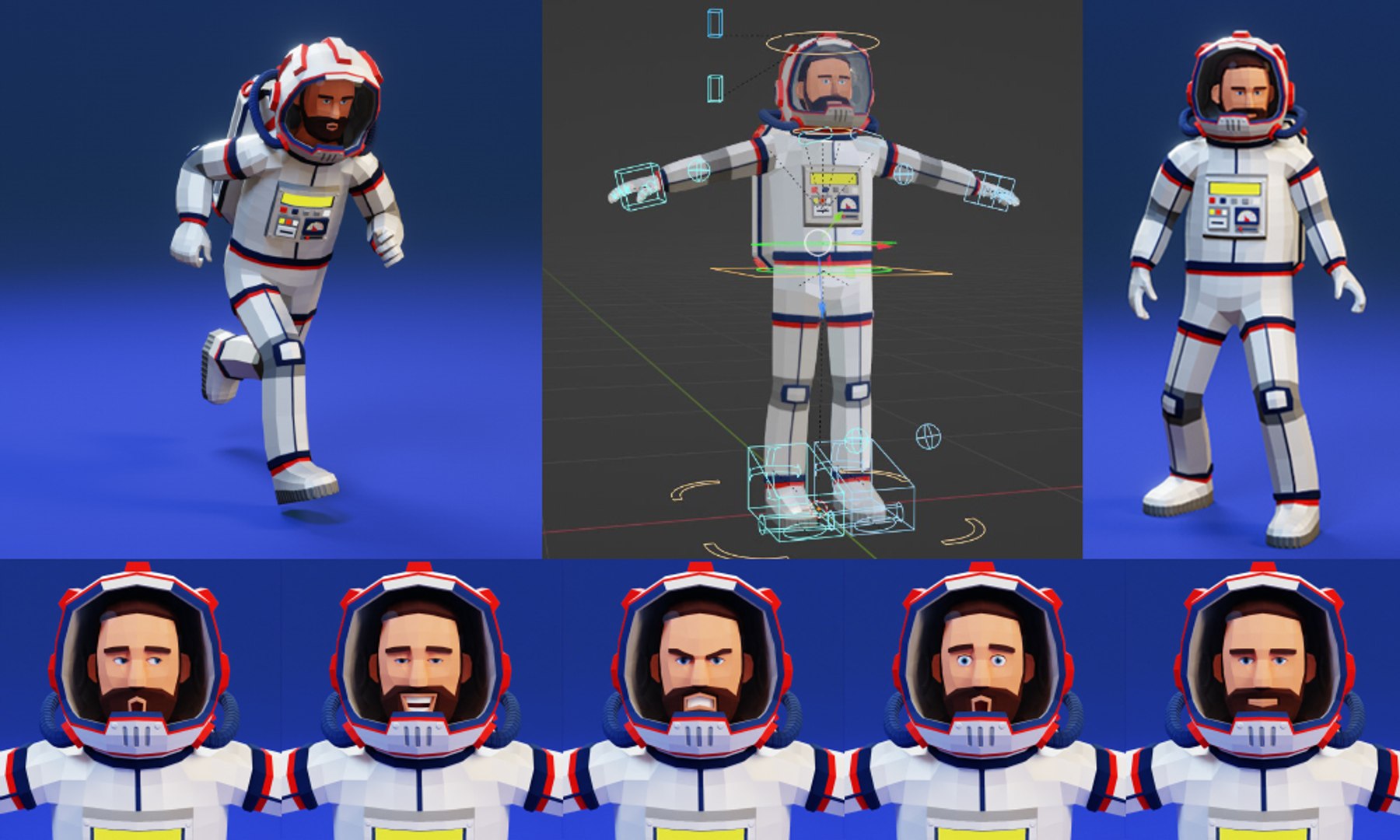 Stylized Low-poly Astronaut In A Spacesuit Model - TurboSquid 2065579