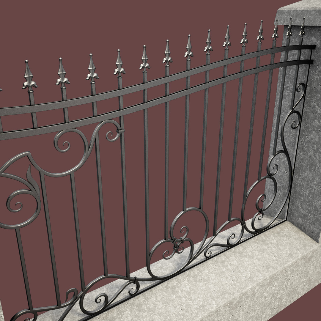 3d wrought iron fence metal model