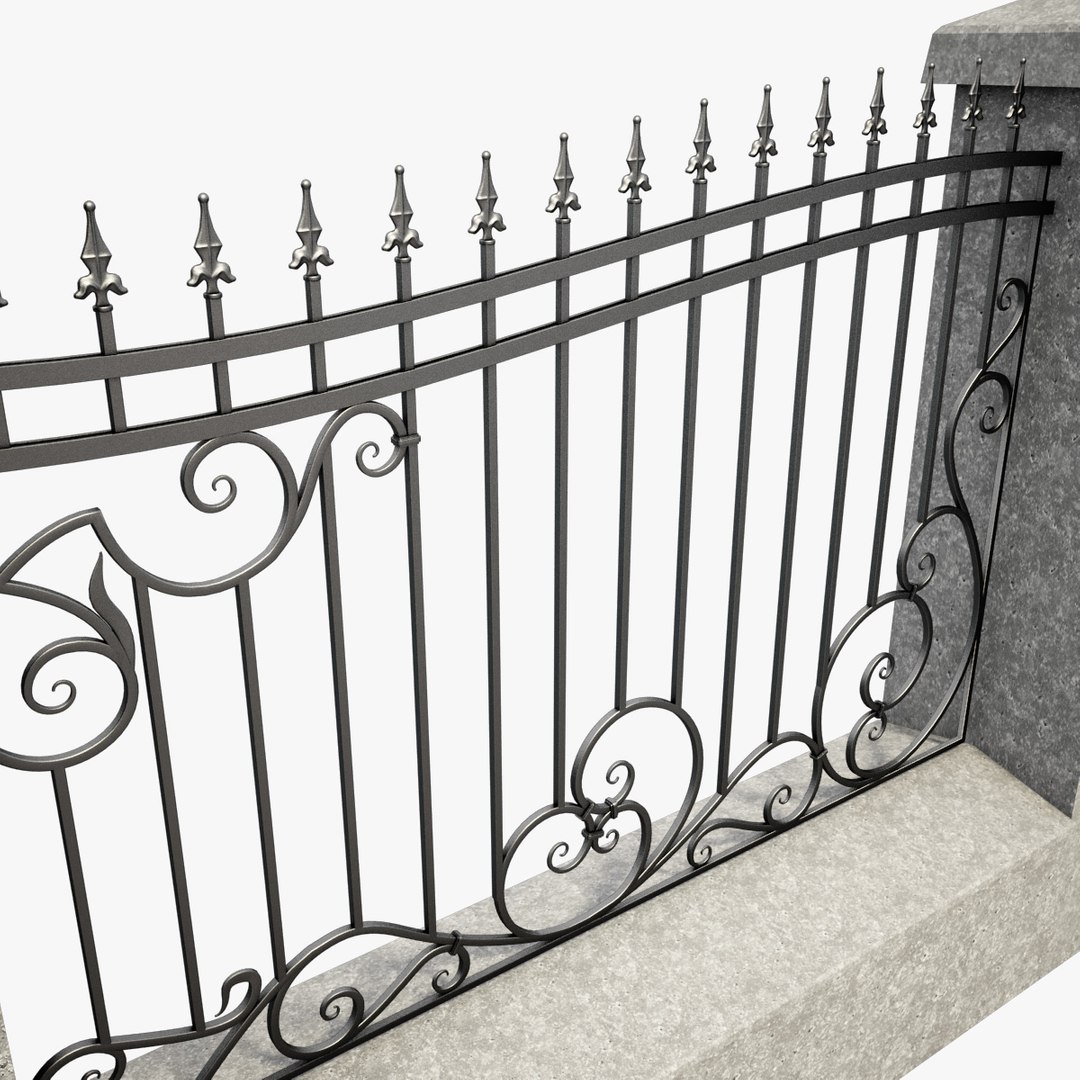3d Wrought Iron Fence Metal Model