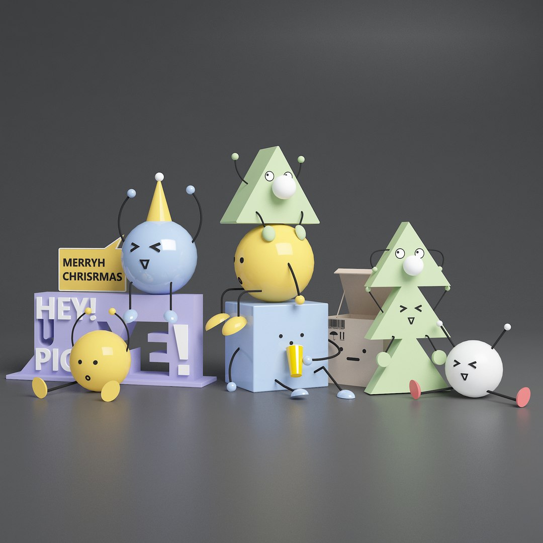 3D Modern Display Design Cartoon Display Stack Commercial Display ...