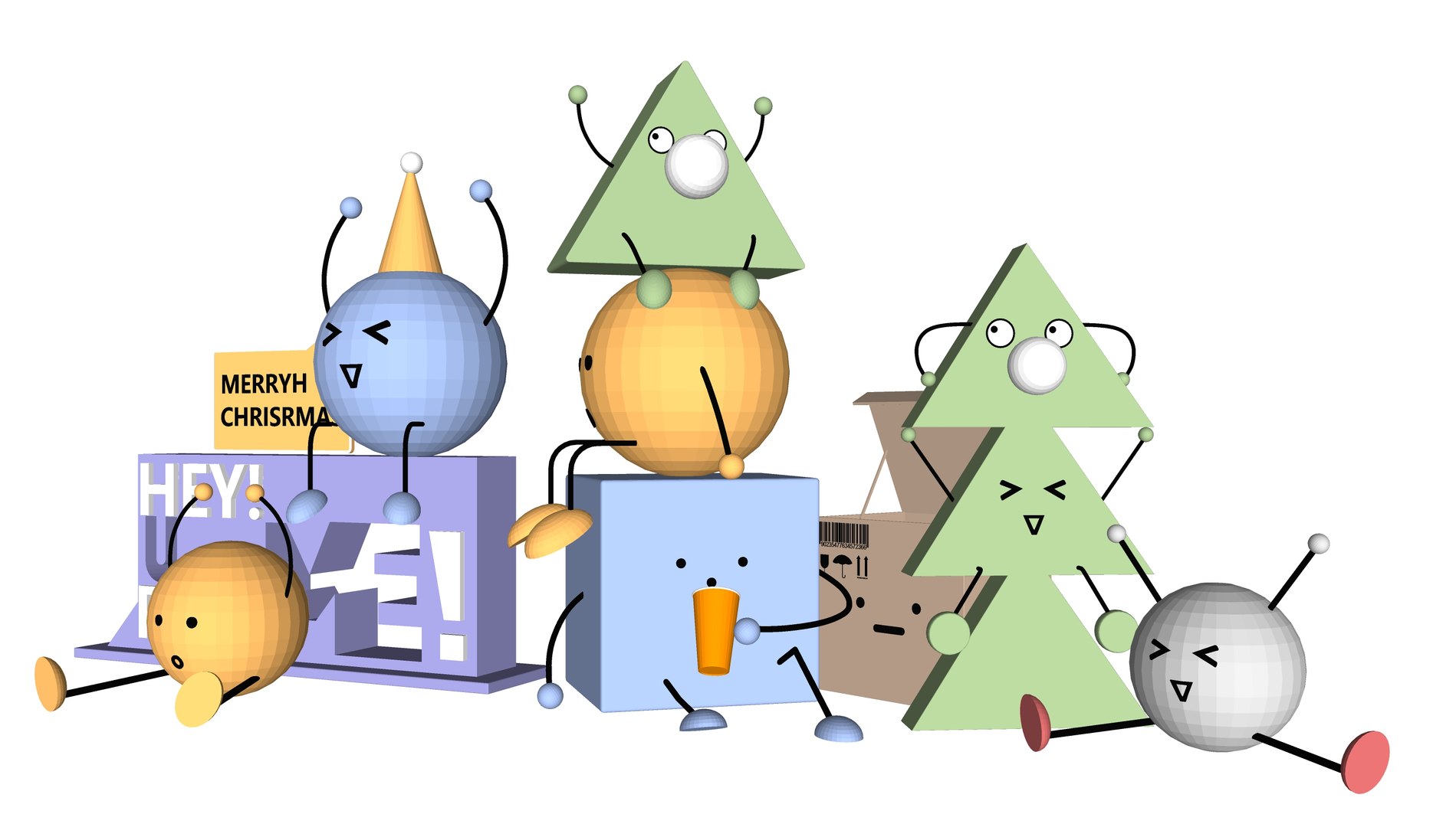 3D Modern Display Design Cartoon Display Stack Commercial Display ...