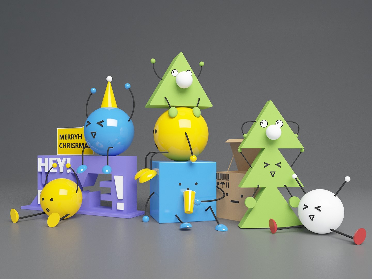 3D Modern Display Design Cartoon Display Stack Commercial Display ...