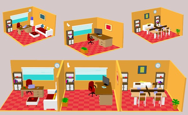 Cartoon office model - TurboSquid 1614218