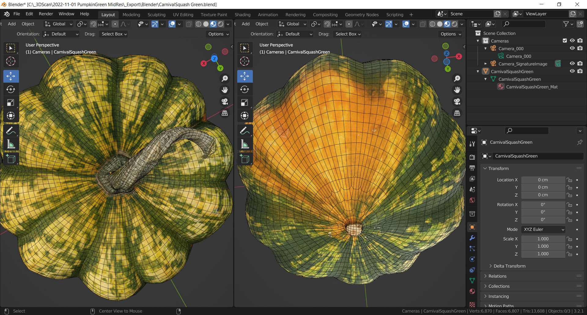 Carnival Squash Green Pumpkin PBR Scan Retopo 3D Model - TurboSquid 1987982