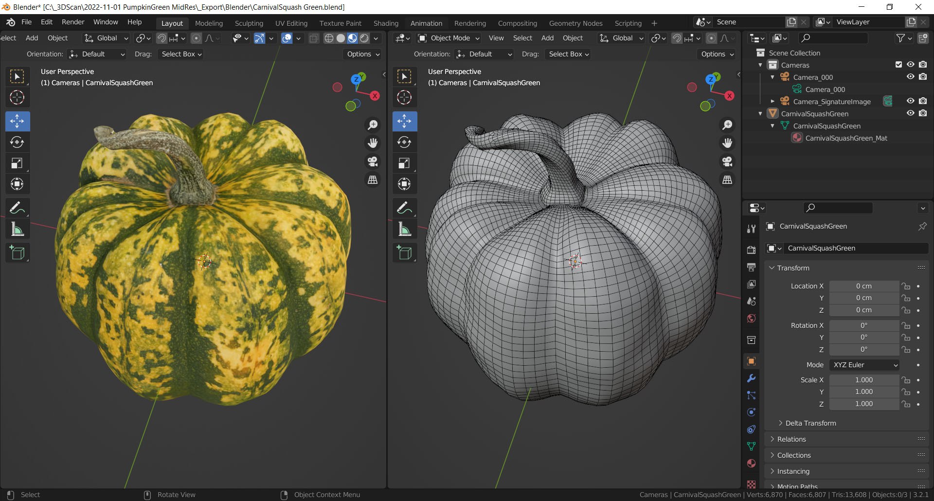 Carnival Squash Green Pumpkin PBR Scan Retopo 3D Model - TurboSquid 1987982