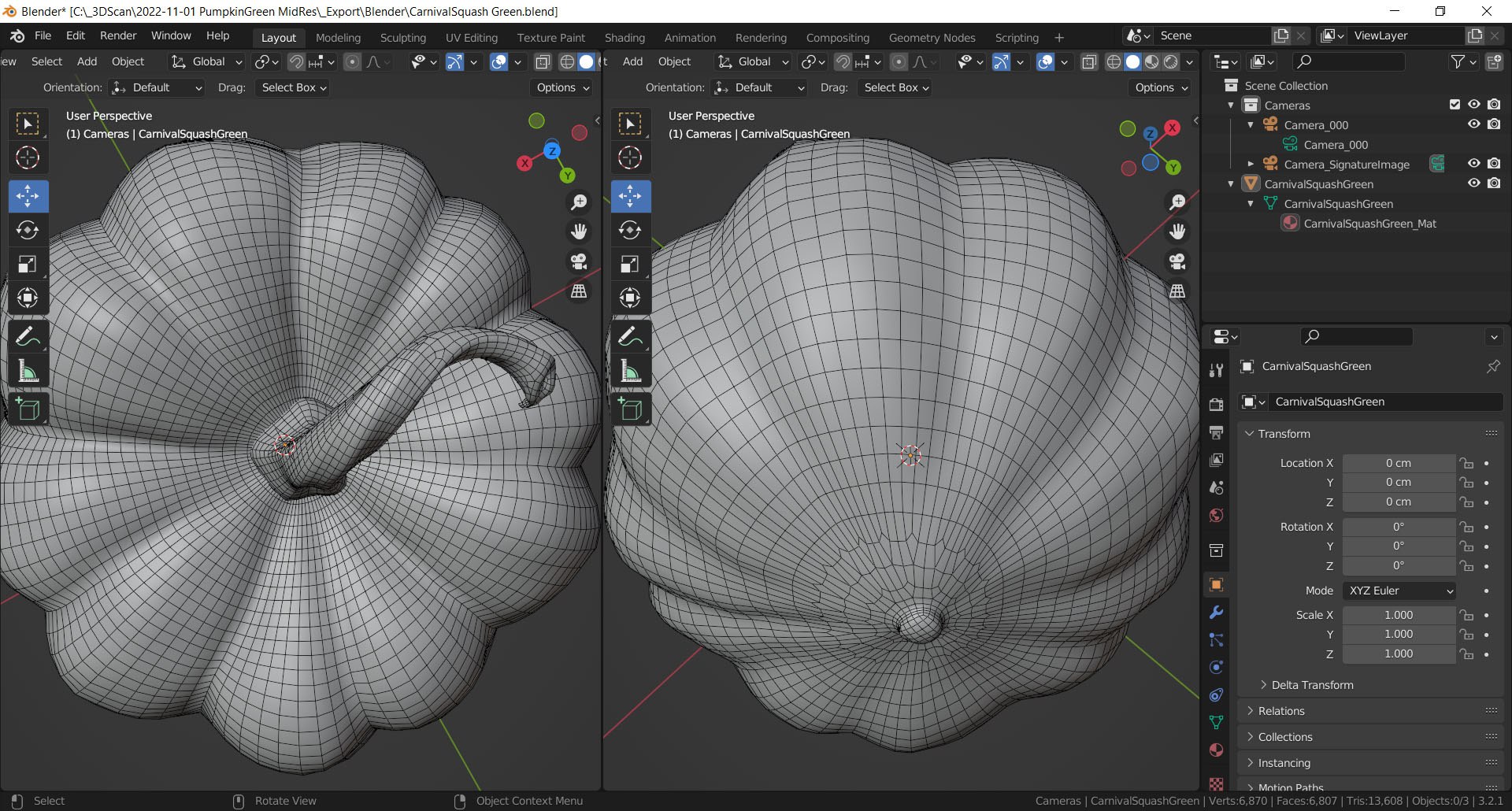 Carnival Squash Green Pumpkin PBR Scan Retopo 3D Model - TurboSquid 1987982