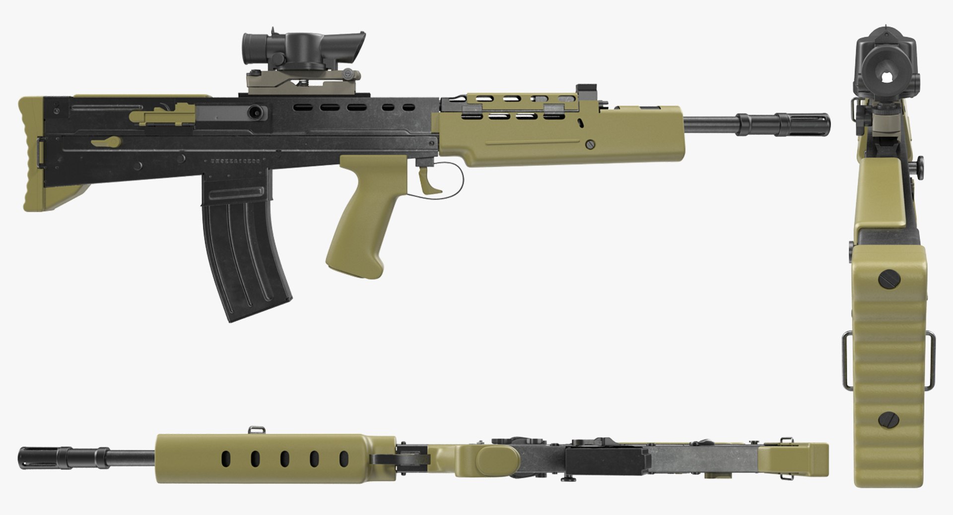 Assault Rifle L85a2 Scope 3d Model