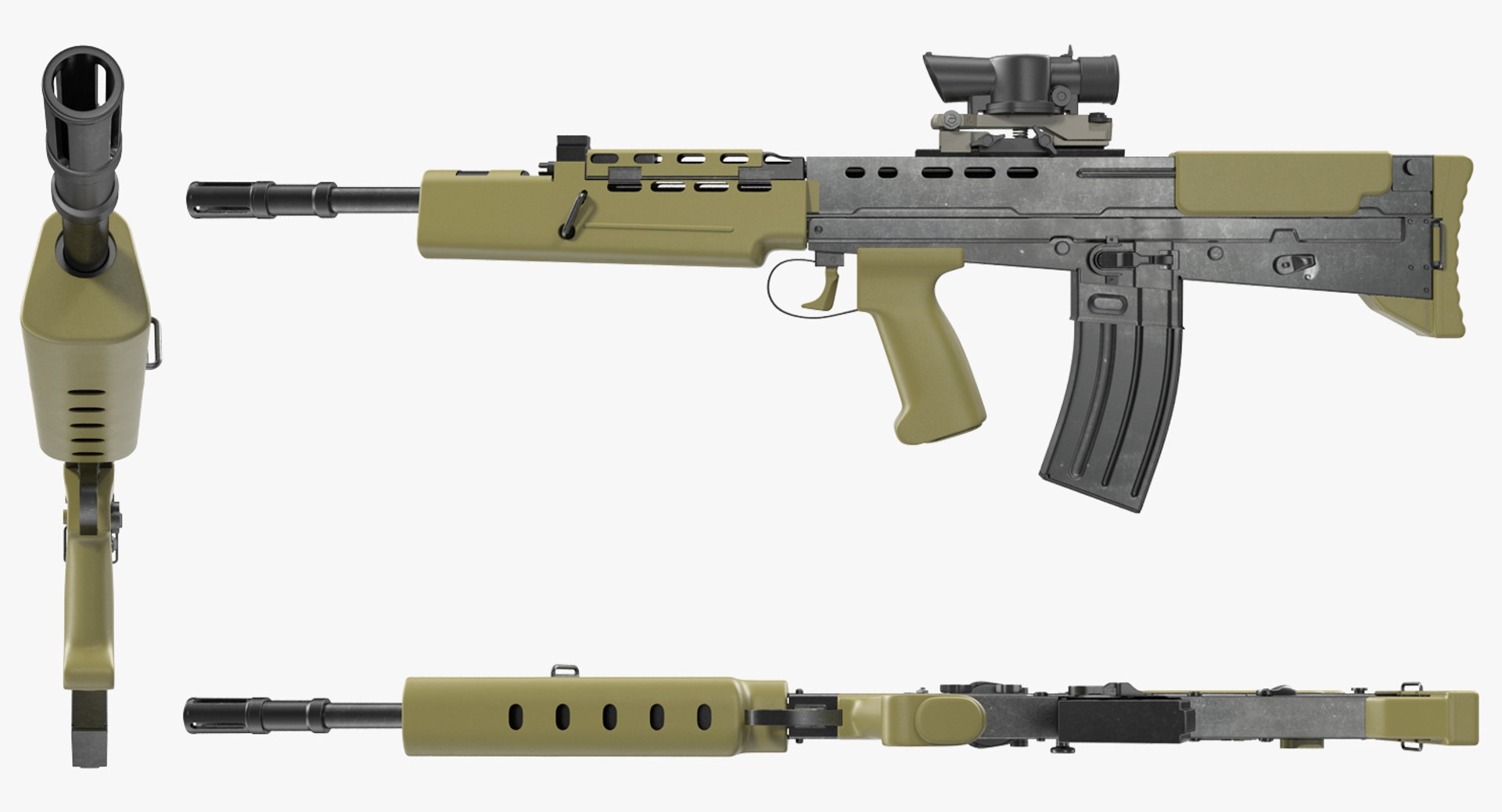 Assault Rifle L85a2 Scope 3d Model