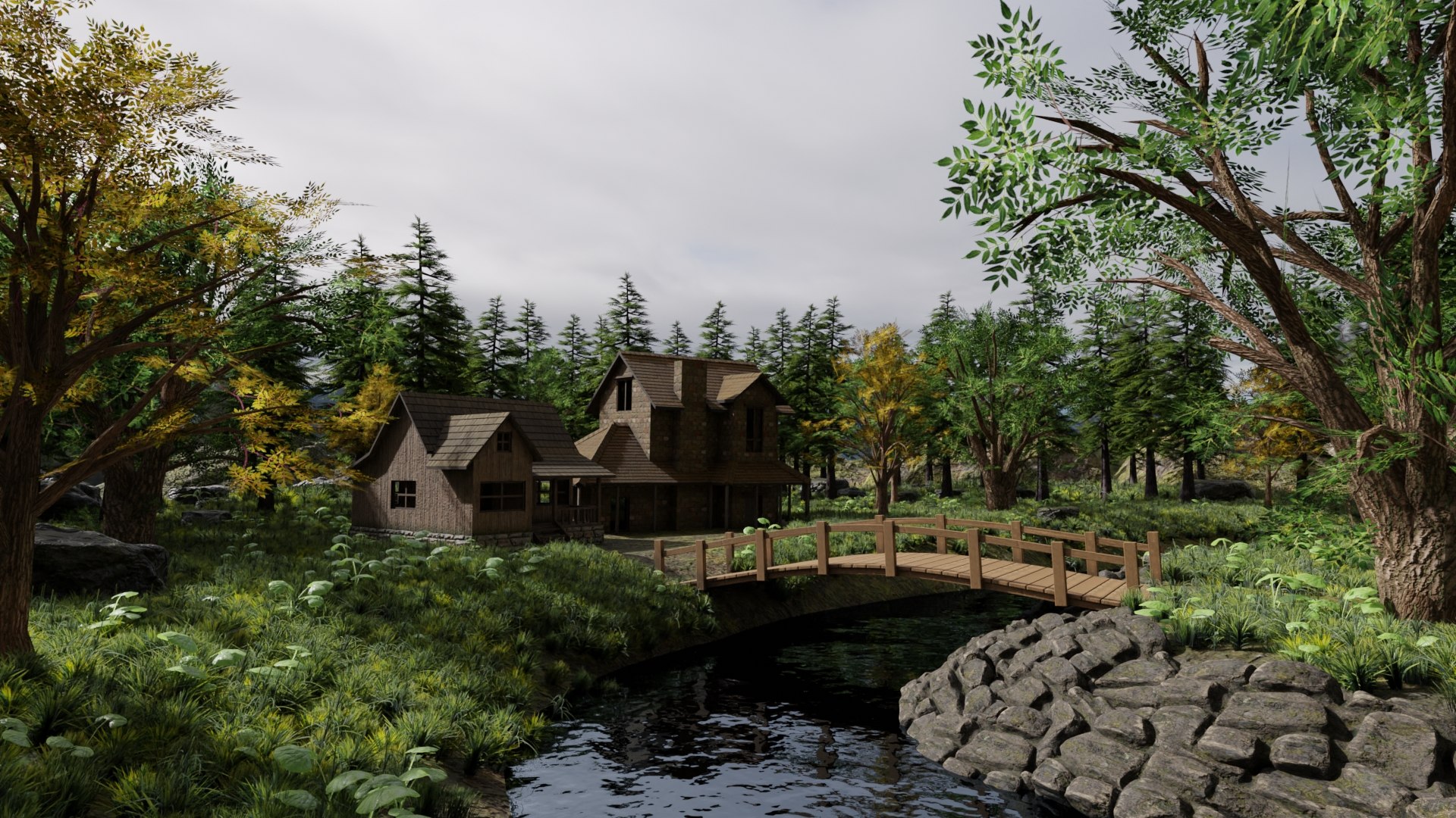 3D Houses Scene Pine Model - TurboSquid 1662116