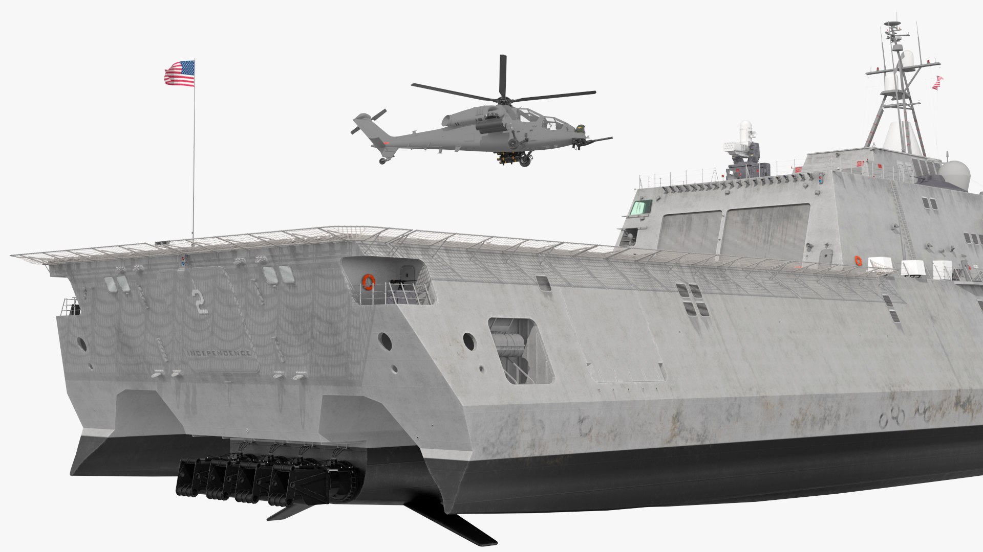 3D model USS Independence LCS 2 with Combat Helicopter Rigged ...