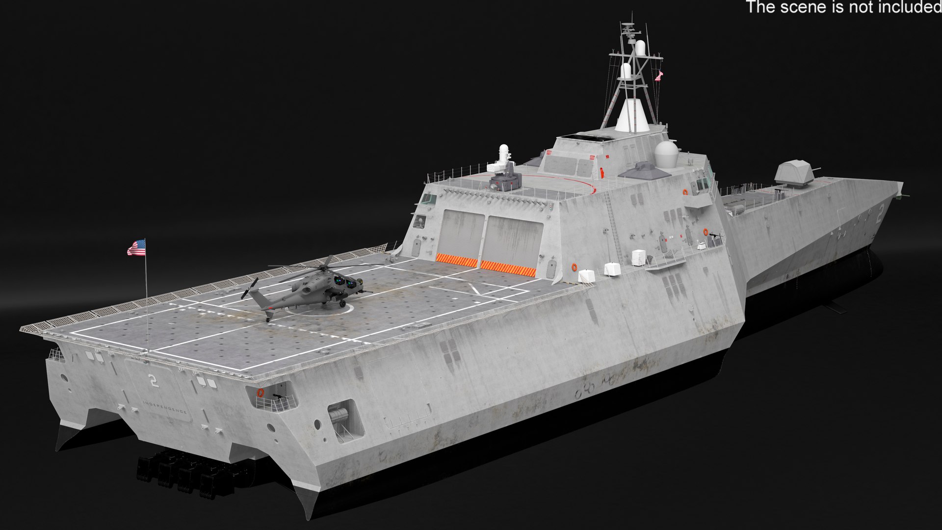 3D model USS Independence LCS 2 with Combat Helicopter Rigged ...