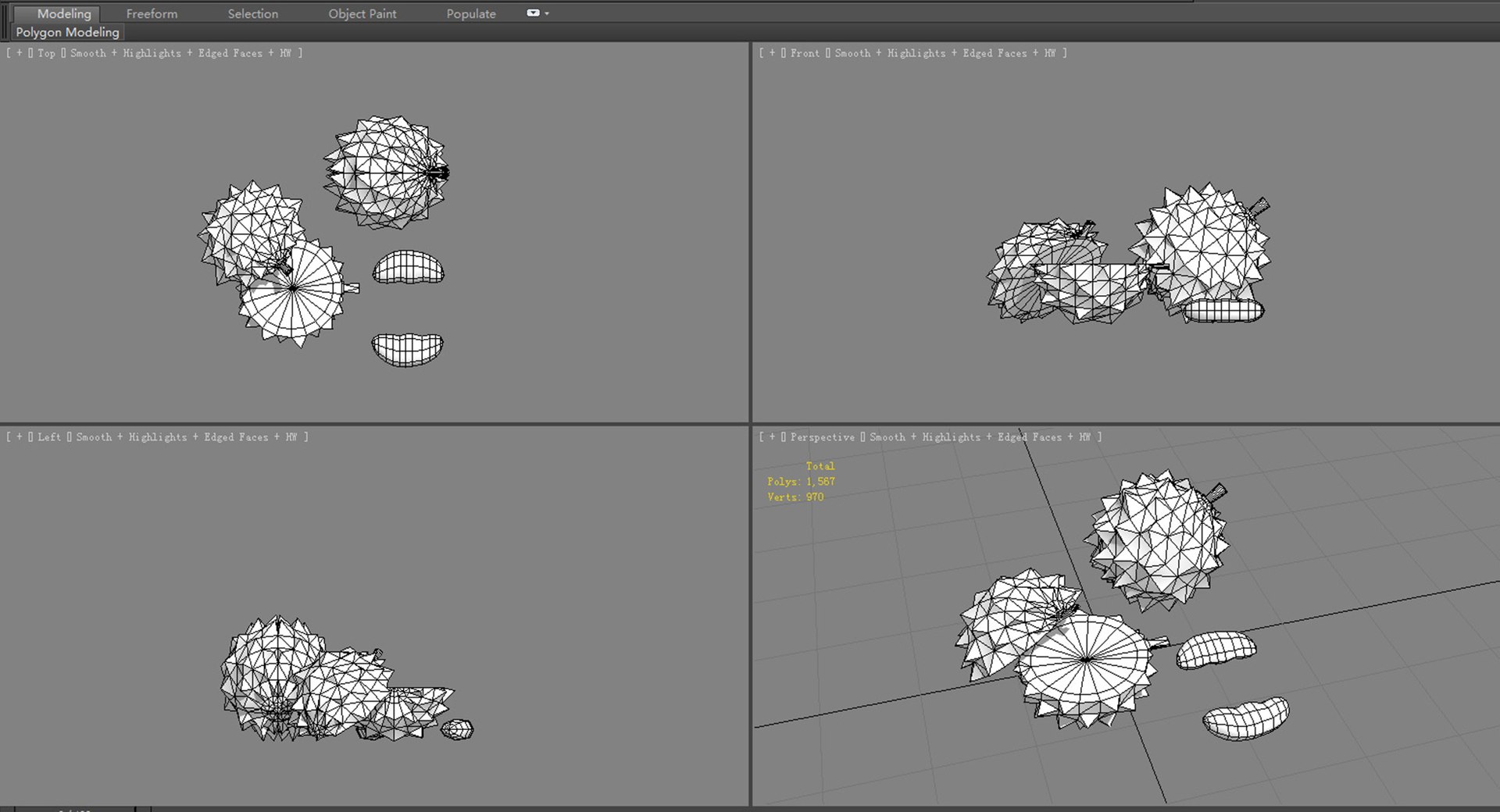 Cartoon cyan durian Low-poly 3D model 3D - TurboSquid 1934295