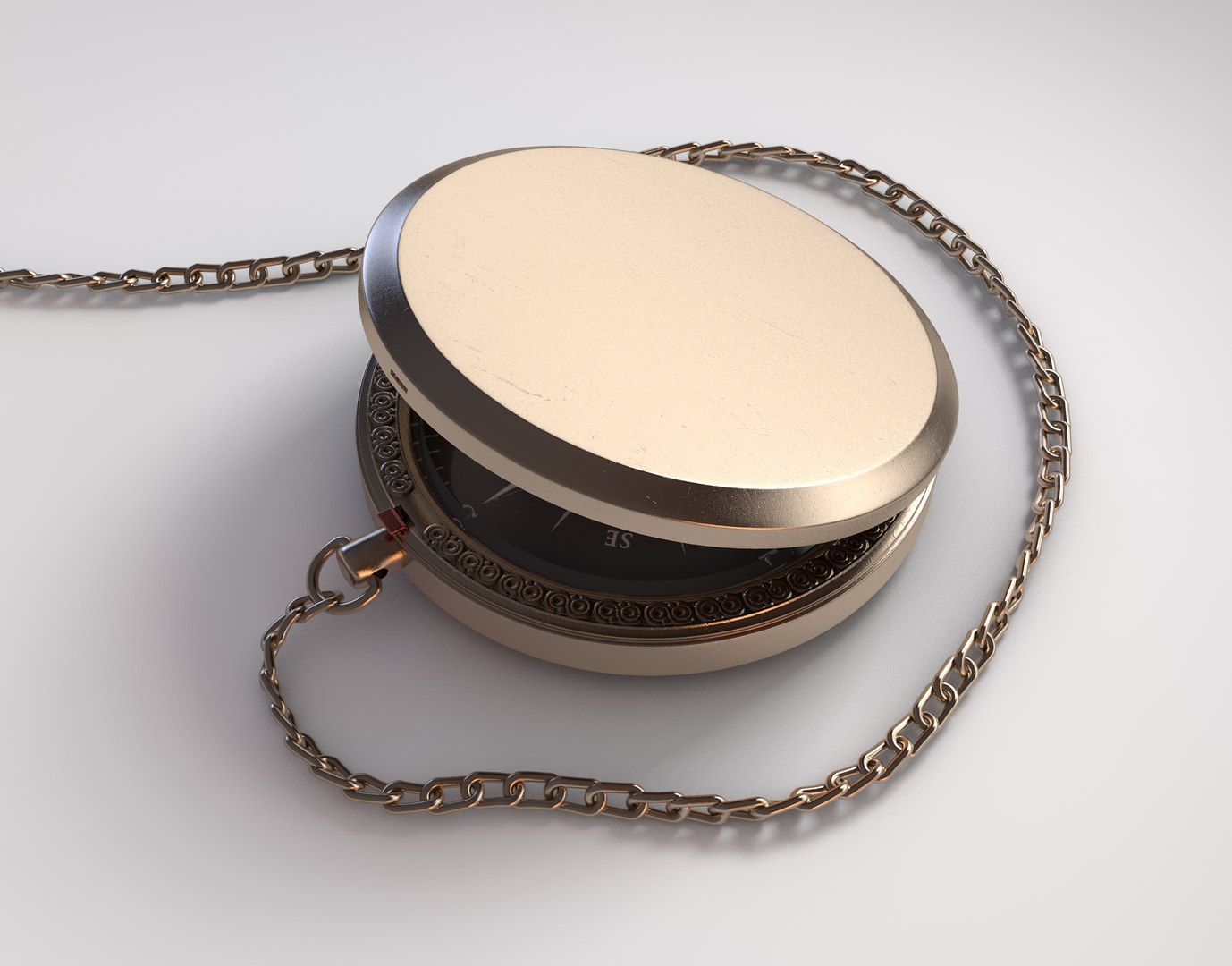 3d intricate pocket compass model