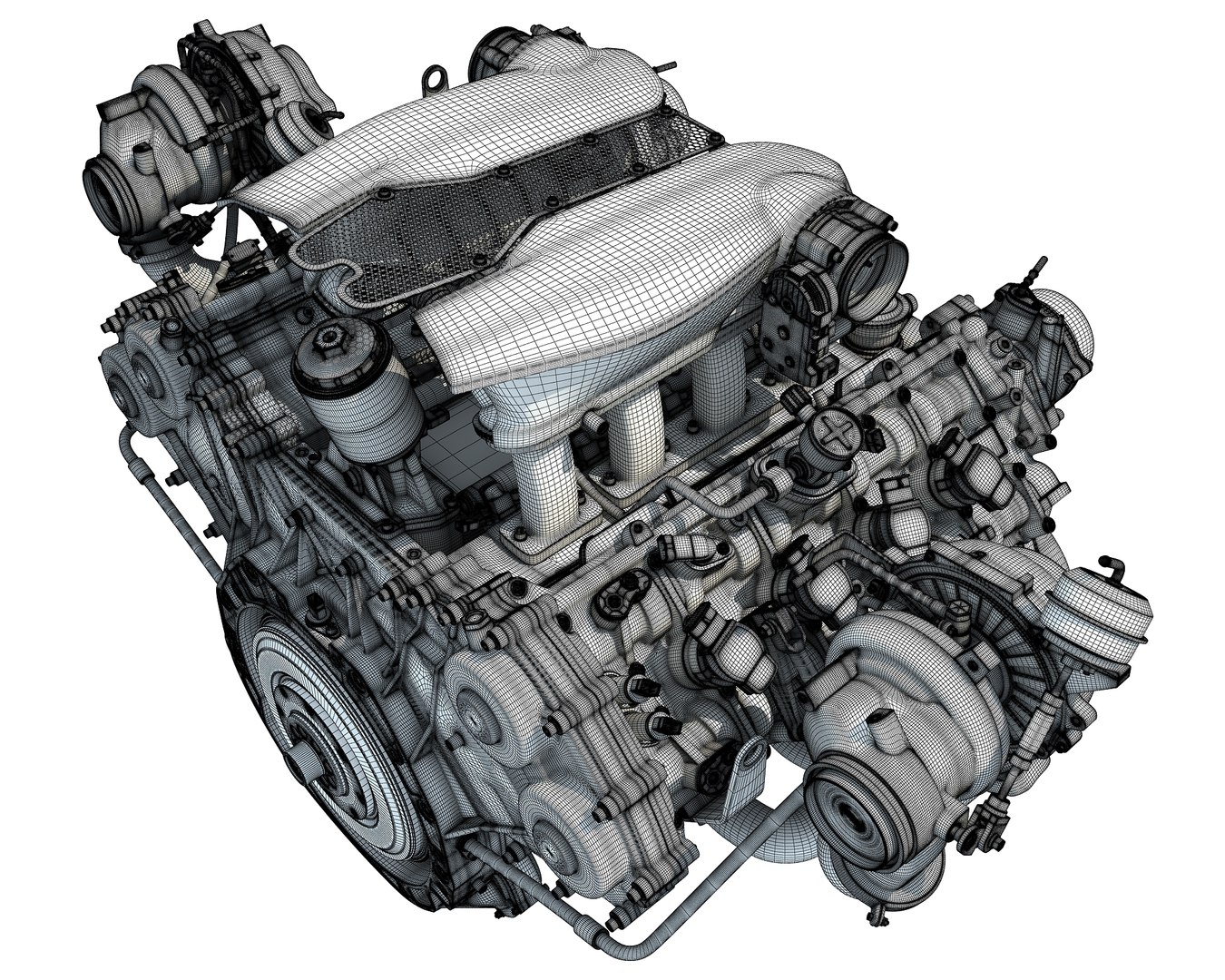 Turbocharged v8 engine 3D model - TurboSquid 1212539