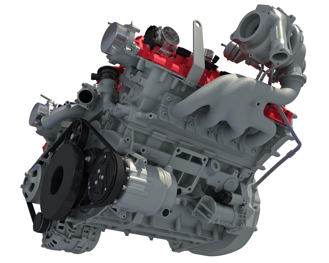 Turbocharged v8 engine 3D model - TurboSquid 1212539