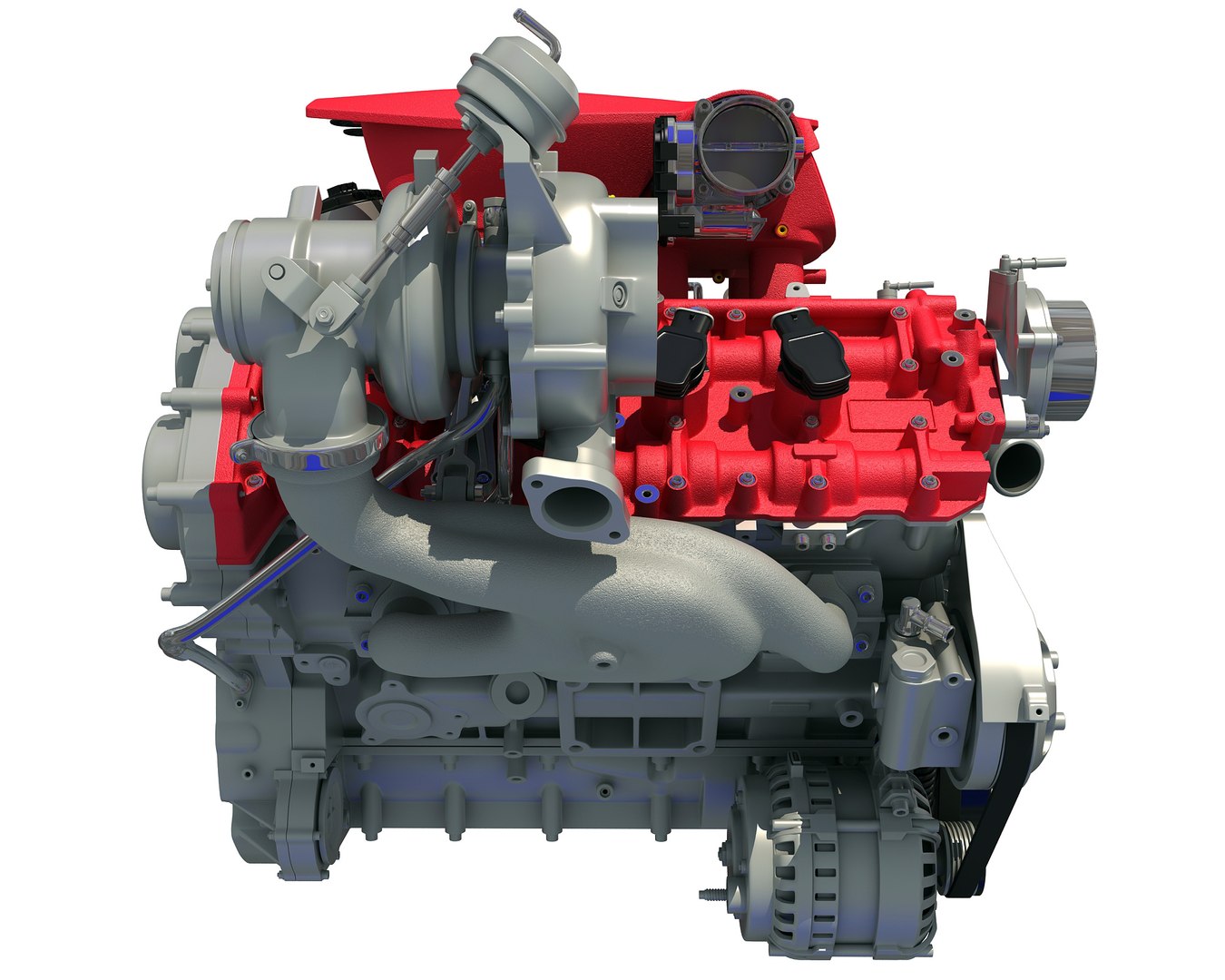 Turbocharged v8 engine 3D model - TurboSquid 1212539