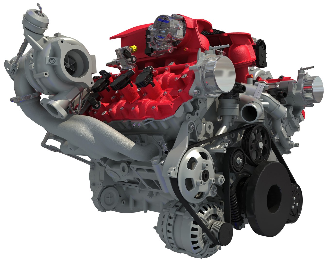 Turbocharged v8 engine 3D model - TurboSquid 1212539