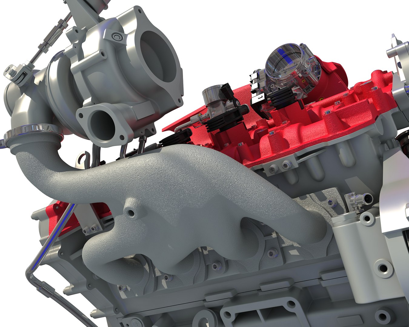 Turbocharged v8 engine 3D model - TurboSquid 1212539