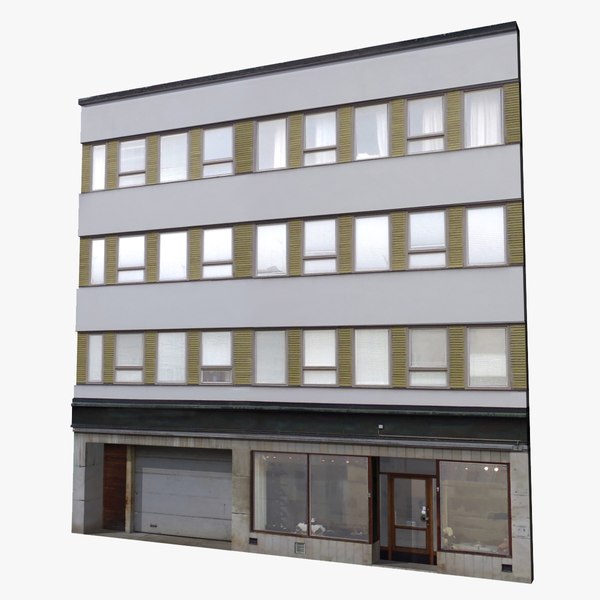 3d street building facade