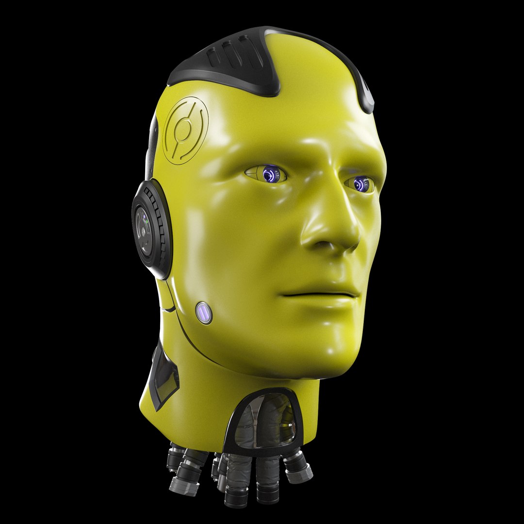 Male Robot Head Yellow 3D Model - TurboSquid 2240307