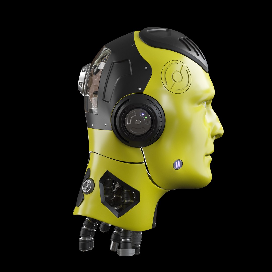 Male Robot Head Yellow 3D Model - TurboSquid 2240307