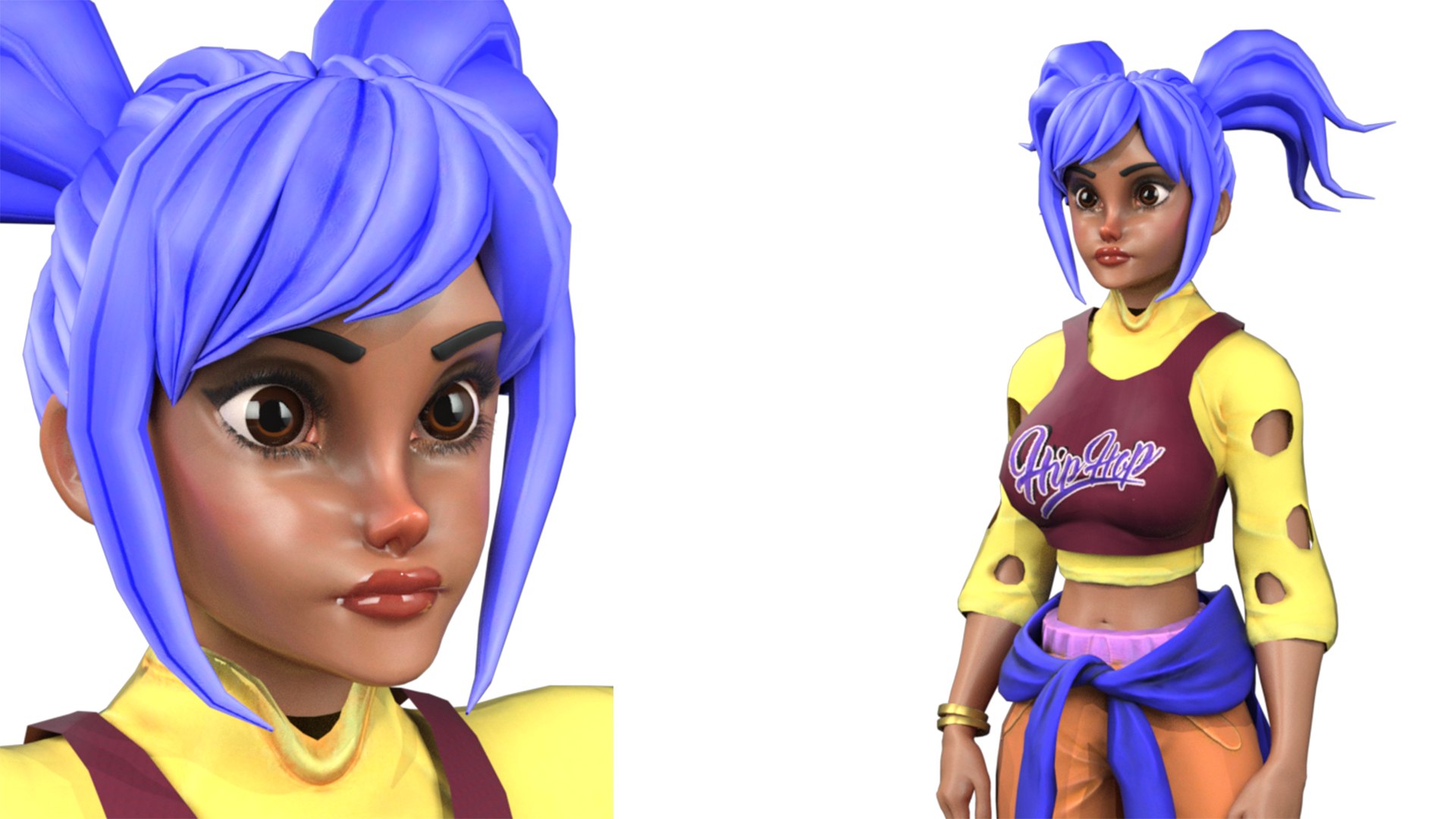 Cartoon 3D Rigged Dancer Girl-Liyla Character Model 3D Model ...