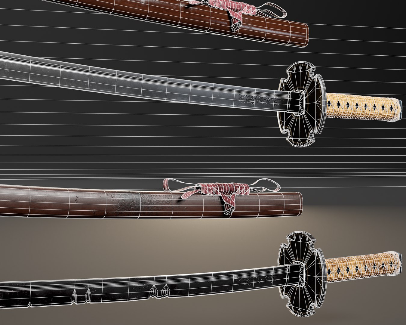 3D Model Japanese Wakizashi - Asian Sword - TurboSquid 2355151