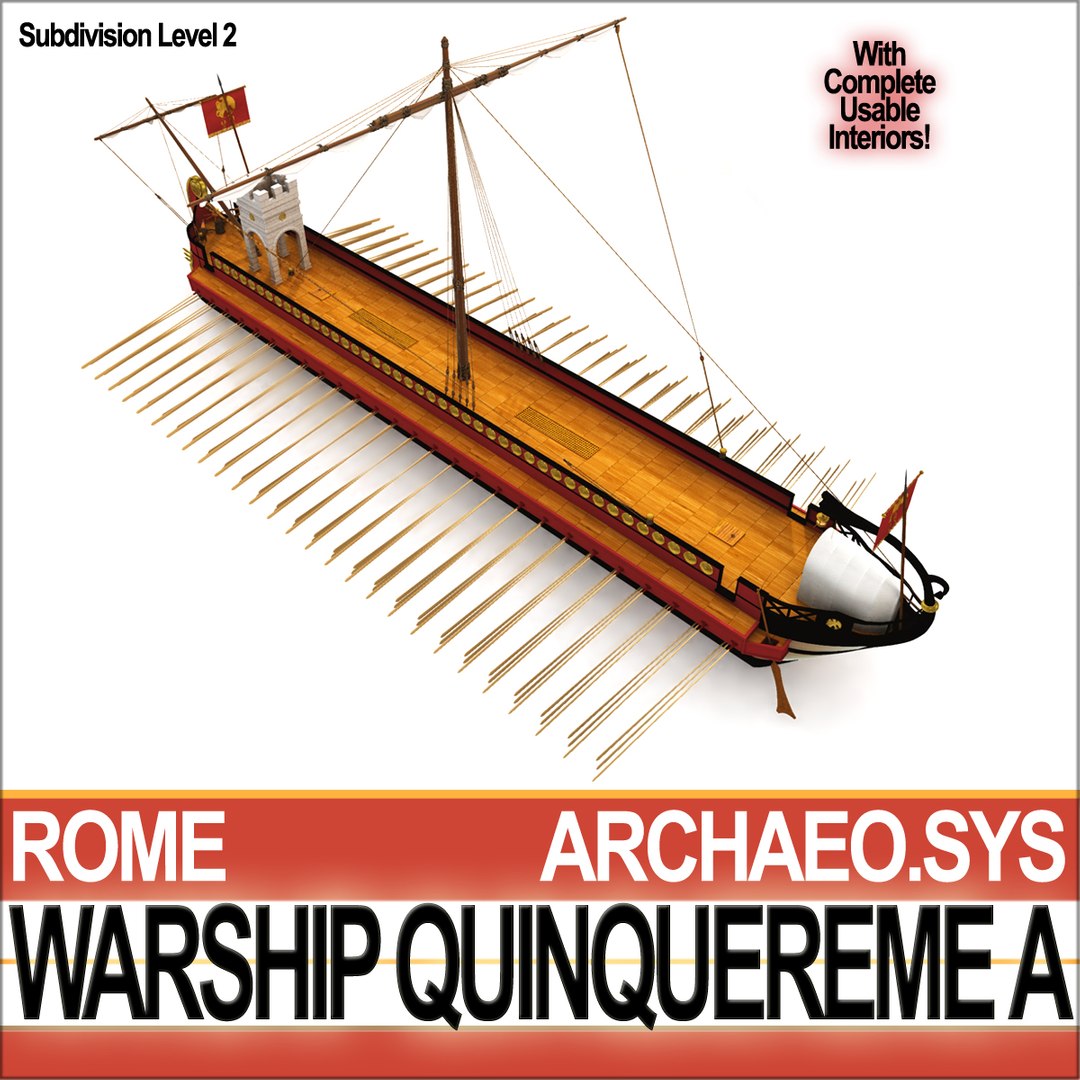 Ancient Roman Warship Quinquereme Obj