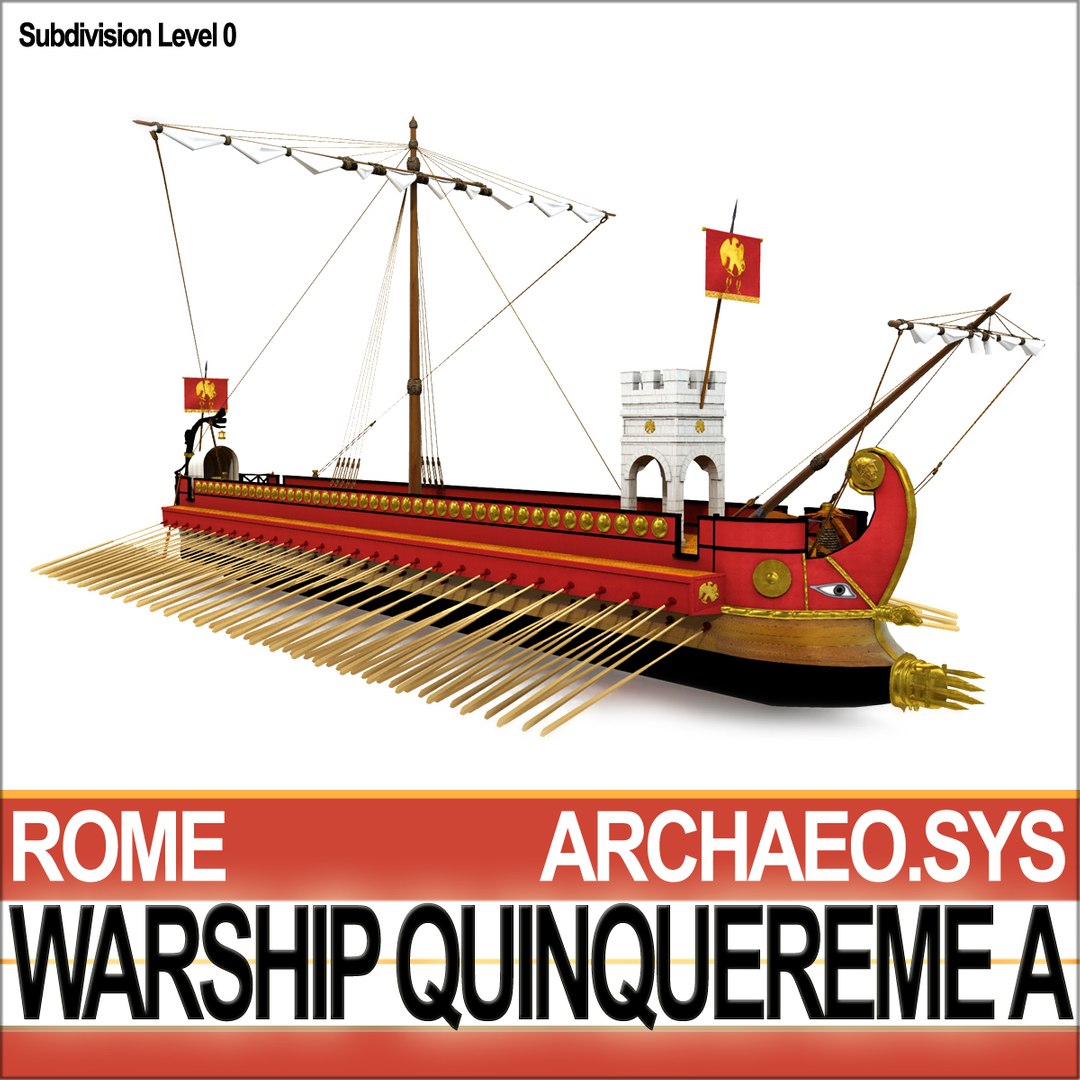 Ancient Roman Warship Quinquereme Obj