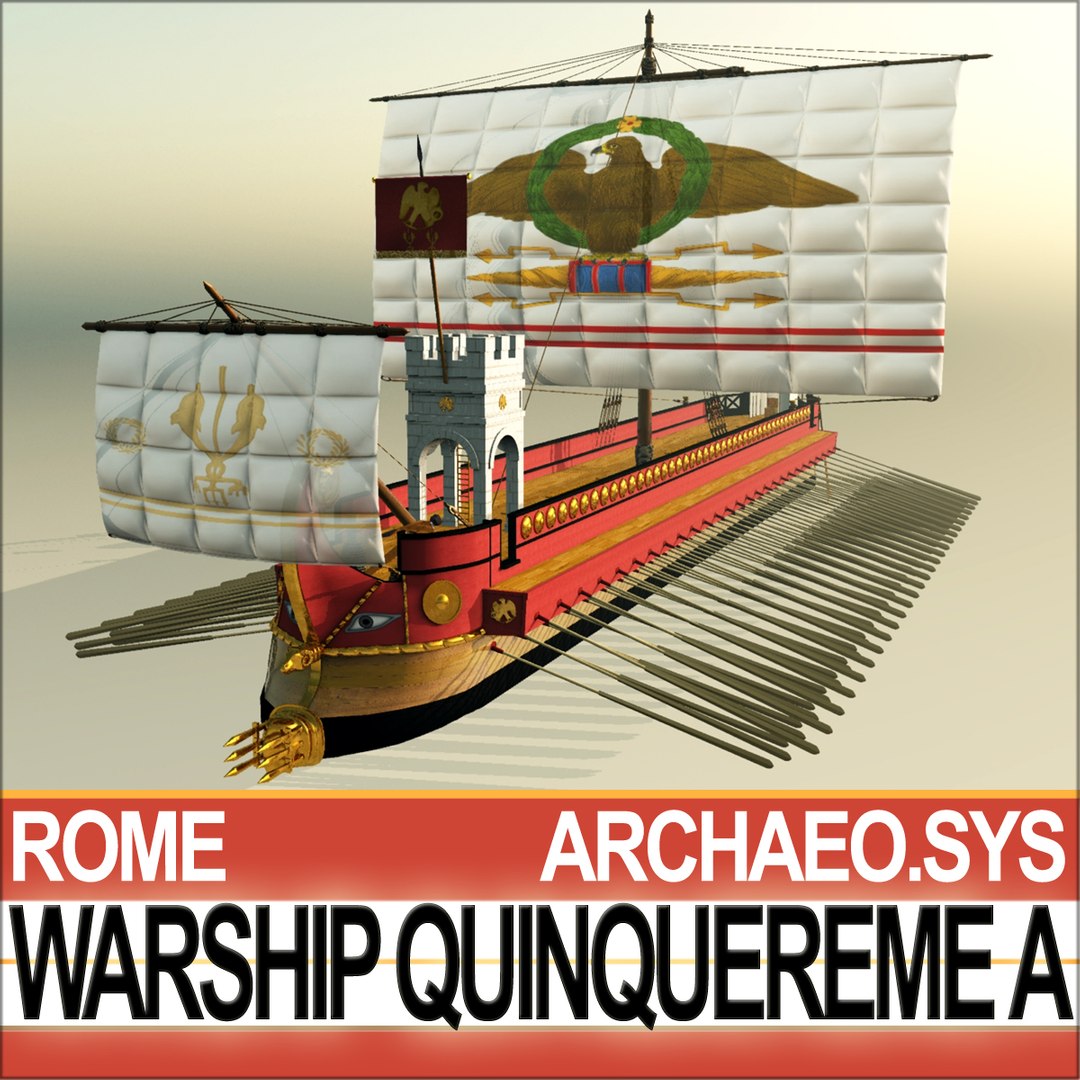 Ancient Roman Warship Quinquereme Obj