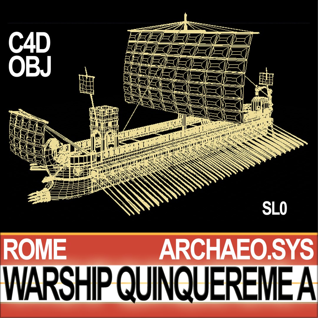 Ancient Roman Warship Quinquereme Obj