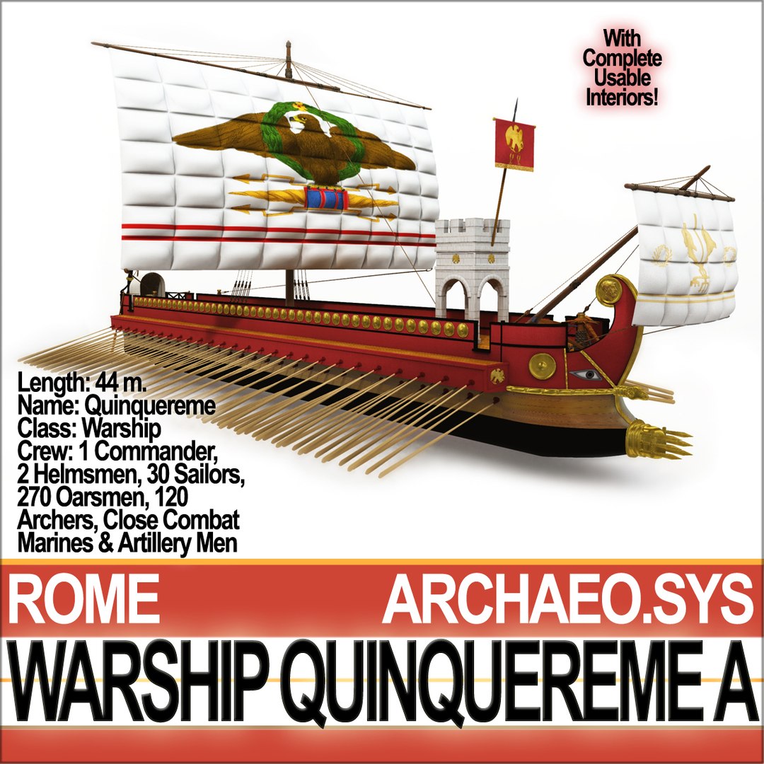 Ancient Roman Warship Quinquereme Obj