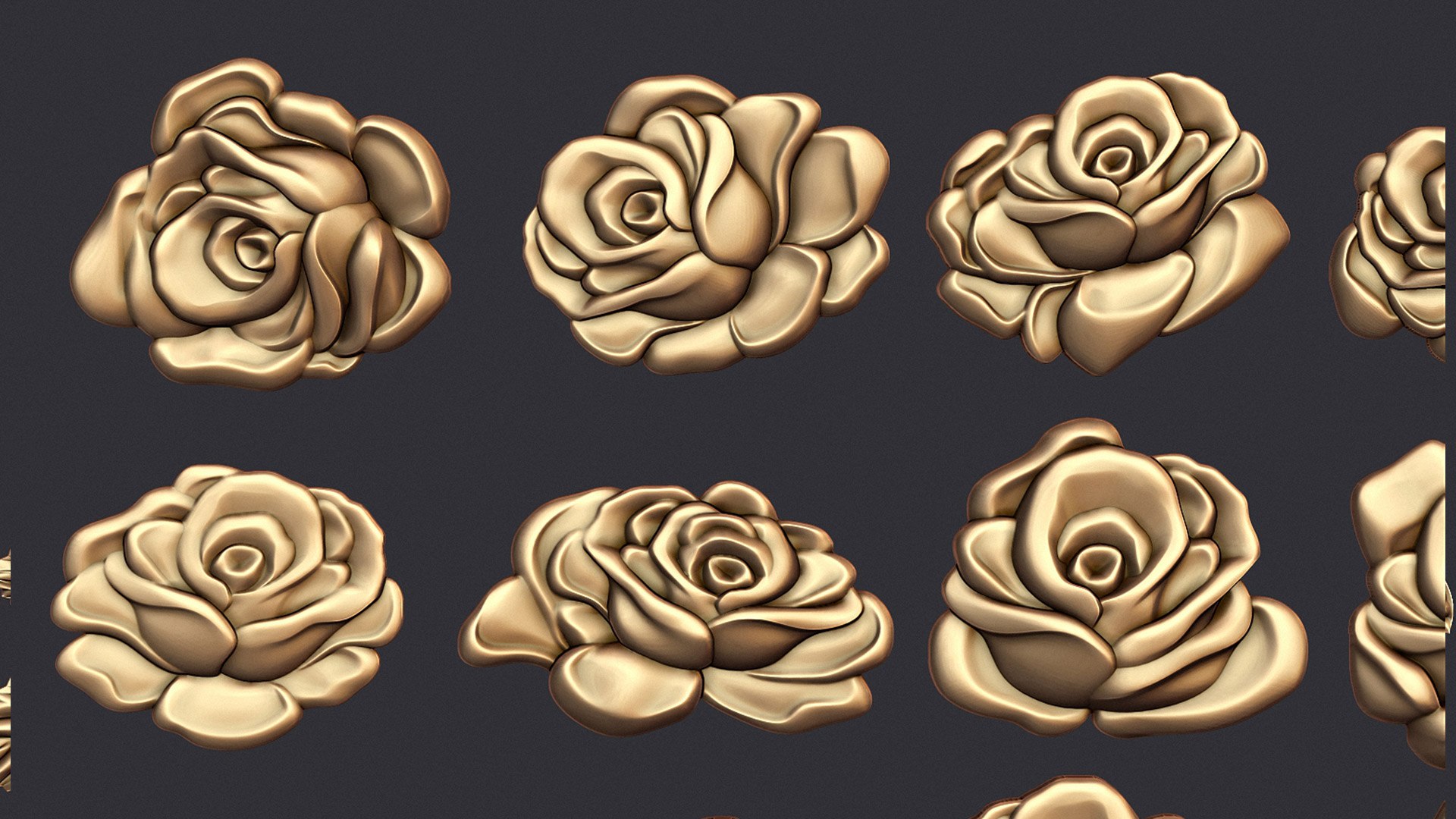 Roses Relief Set 3D 3D Model - TurboSquid 2297687