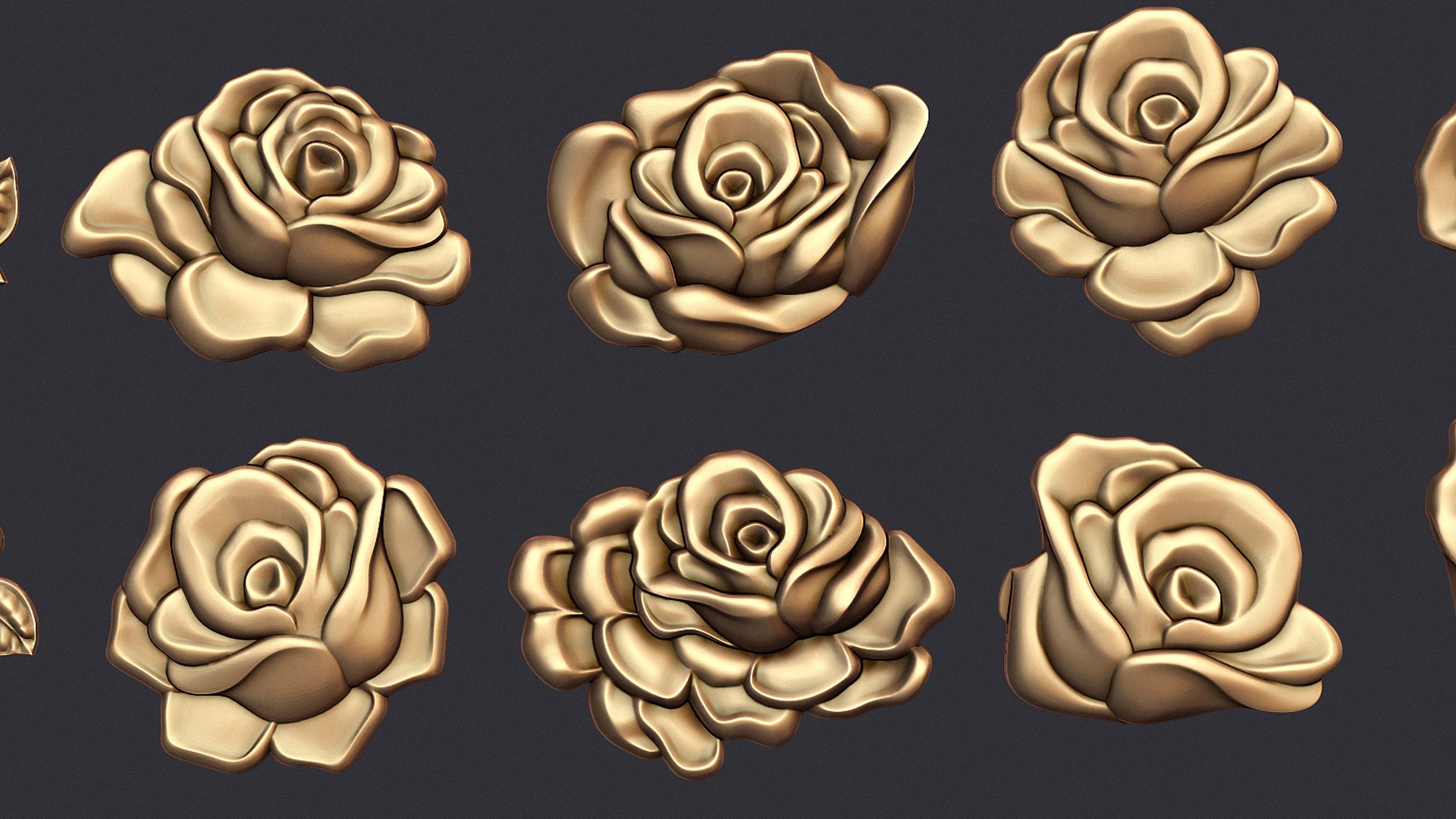 Roses Relief Set 3D 3D Model - TurboSquid 2297687