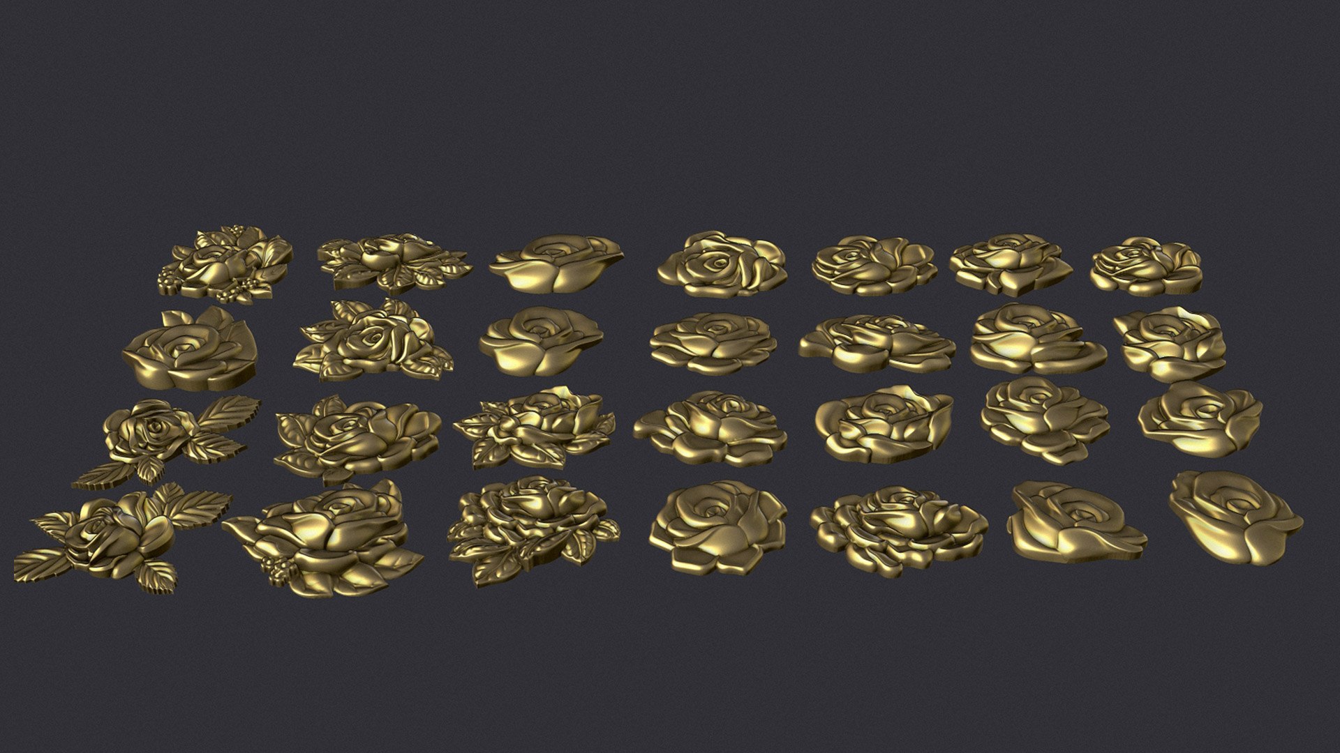 Roses Relief Set 3D 3D Model - TurboSquid 2297687